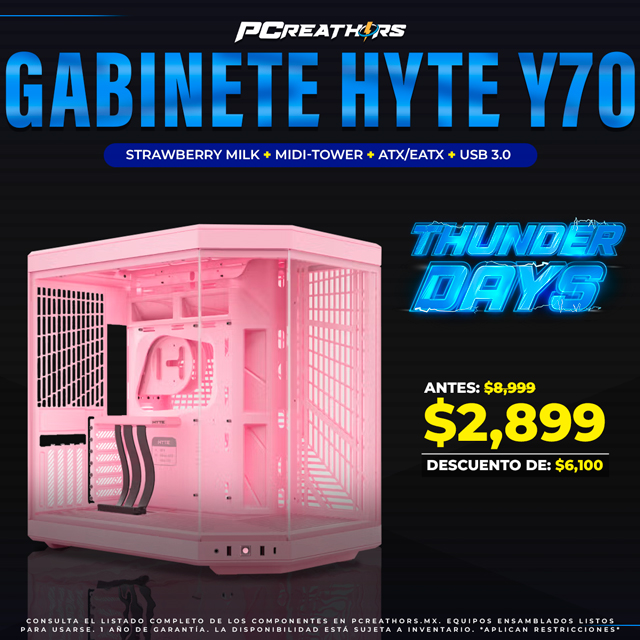 TUD001 - Gabinete Hyte Y70 Strawberry Milk, Midi-Tower, ATX/EATX/Micro ...