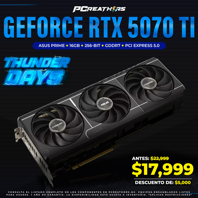 TUD009 - Tarjeta de Video ASUS NVIDIA GeForce RTX 5070 Ti Prime, 16GB ...